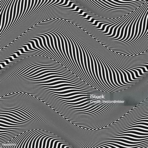 왜곡된 검은 선의 광학 아트 벡터 일러스트레이션 트위스트 스트라이프 배경 활기찬 착시 매끄러운 패턴의 타일 0명에 대한 스톡 벡터 아트 및 기타 이미지 Istock