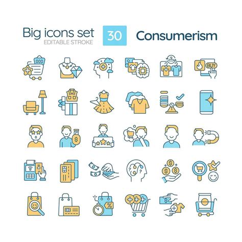 Consumerism Rgb Color Icons Set Consumer Culture Responsible