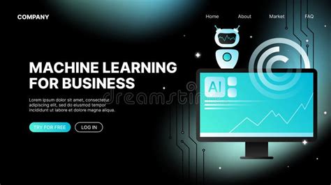 Machine Learning Website For Business Isometric Landing Page Template Stock Vector