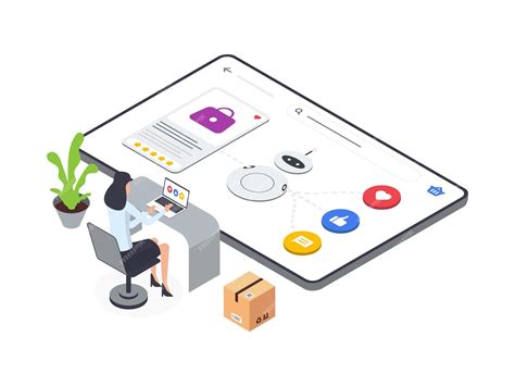 Premium Vector Flat Isometric Illustration Set Of Ai Powered Woman Creating Ads For An