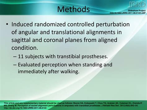 PPT Perception Of Socket Alignment Perturbations In Amputees With Transtibial Prostheses