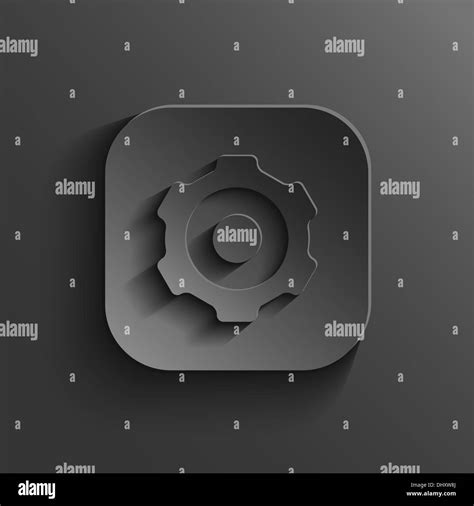 Gear Icon Black App Button With Shadow Stock Photo Alamy