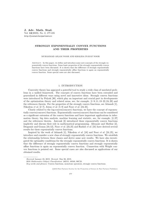 Pdf Strongly Exponentially Convex Functions And Their Properties