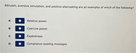 Solved Altruism Aversive Simulation And Positive Chegg