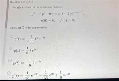 Solved Find Y T Solution Of The Initial Value Problem