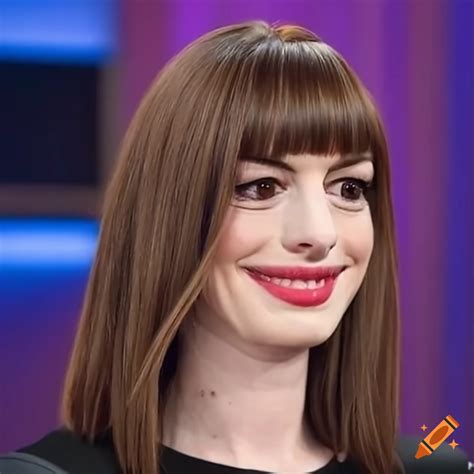 Anne Hathaway Getting Bangs Trimmed