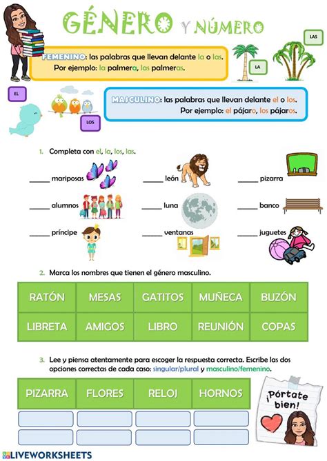Ejercicio Online De Género Y Número De Los Sustantivos Para 3ero
