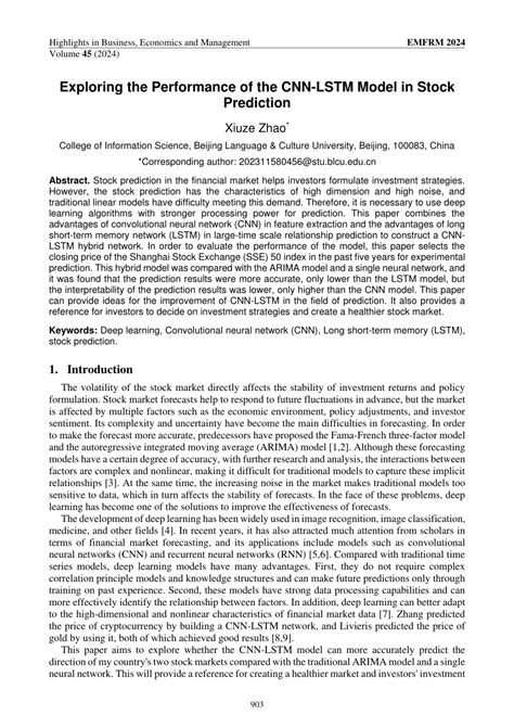 Pdf Exploring The Performance Of The Cnn Lstm Model In Stock Prediction