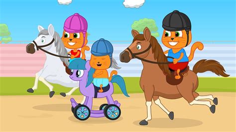 고양이 가족 한국어 경주용 수제 말 어린이를 위한 만화 Youtube