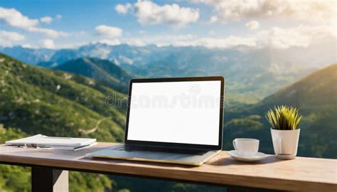 3d Minimal Desktop With Blank Screen Mockup Empty Screen For Text And Logo Replacement Concept