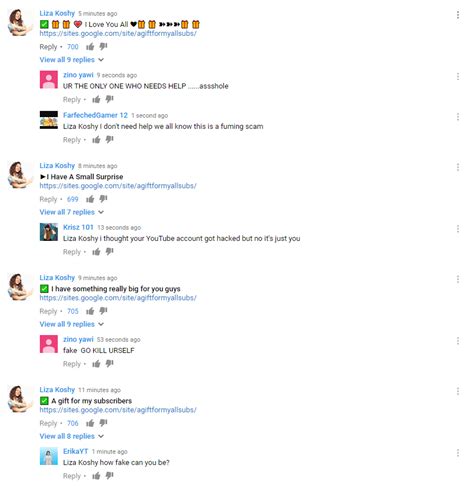Fake Accounts On A Youtube Video Please Help Report Comments You See