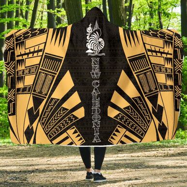 New Caledonia Hooded Blanket Polynesian Tattoo Gold