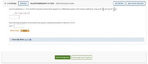 Solved Use The Substitution X Et To Transform The Given