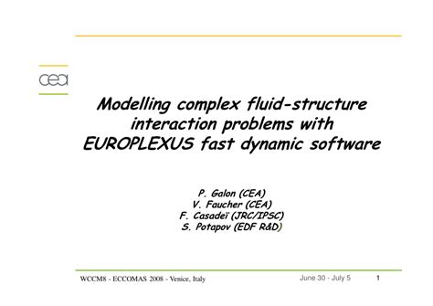 Pdf Modelling Complex Fluid Structure Interaction Problems With Europlexus Fast Dynamic Software