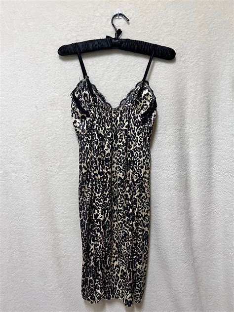 레오파드 호피 레이스 새틴 슬립원피스 섹시 란제리 오네 갸루 펑크 나나깔 후루츠패밀리