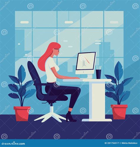 Une Jeune Femme Secr Taire Travaillant L Ordinateur Au Bureau Assistante Fille Assise Au