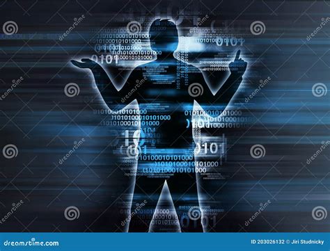 Programmer Silhouette Working On His Computer Vector Illustration
