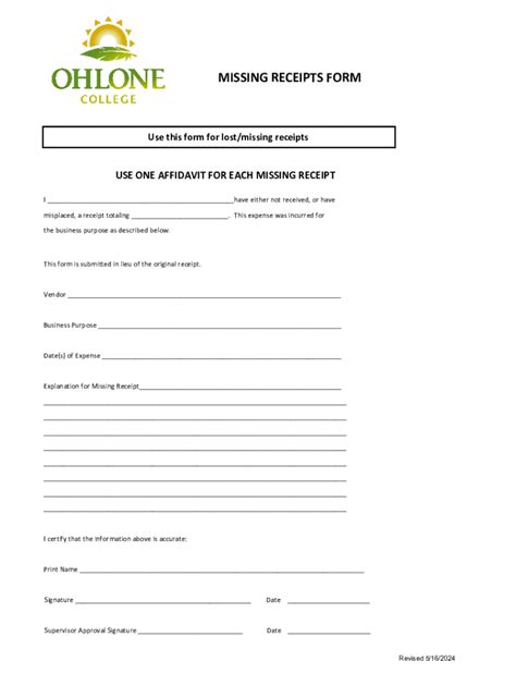 Fillable Online Solved Re Missing Receipt Affidavit Sap Concur Community Fax Email Print