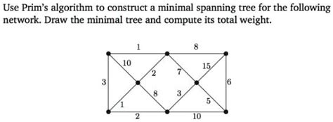 SOLVED Use Prim Algorithm To Construct A Minimal Spanning Tree For The