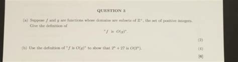 Solved QUESTION A Suppose F And G Are Functions Whose Chegg
