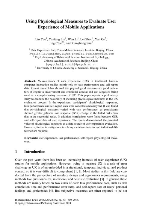 Pdf Using Physiological Measures To Evaluate User Experience Of Mobile Applications