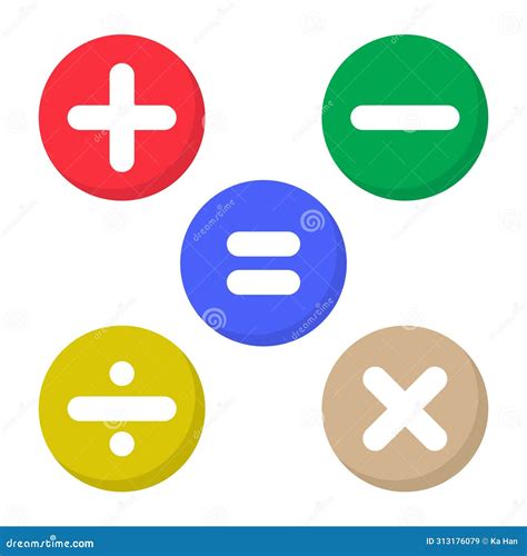 Calculator Key Icon Vector In Flat Style Addition Subtraction Division Multiplication And