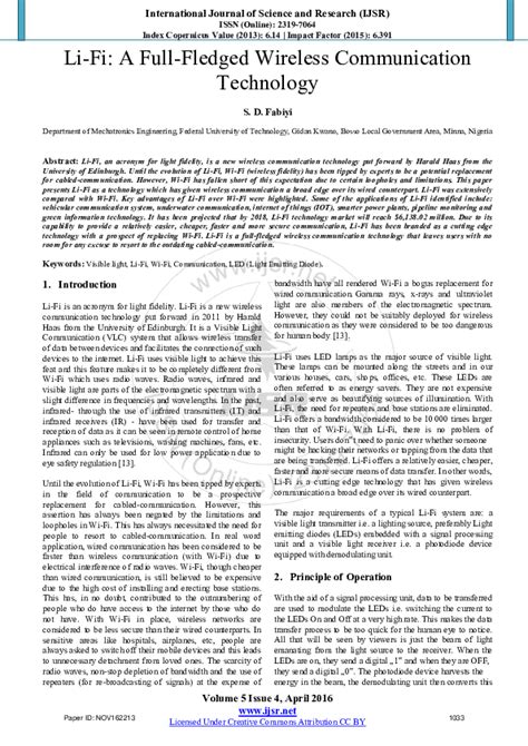 Pdf Li Fi A Full Fledged Wireless Communication Technology