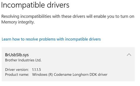 Need To Remove Incompatible Driver To Turn On Core Isolation