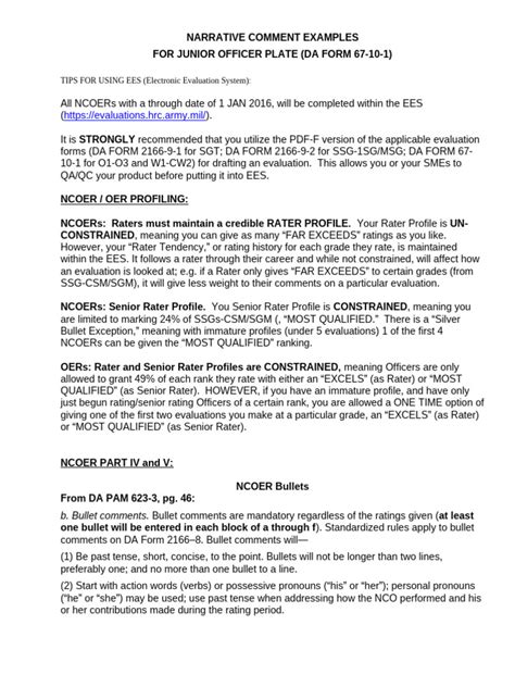 Ncoer Bullets Examples New Ncoer How To V6 Pdf Sergeant Non