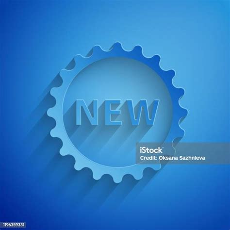 종이 잘라 가격 태그 비문 파란색 배경에 격리 된 새로운 아이콘 가격 배지 프로모션 태그 할인 종이 아트 스타일입니다 벡터 일러스트레이션 개성 개념에 대한 스톡 벡터 아트