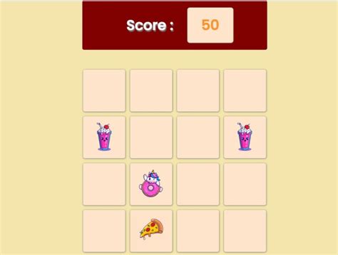 Food Matching Game Using Html And Css In Vanillajs With Source Code Sourcecodester