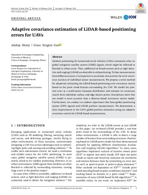 Pdf Adaptive Covariance Estimation Of Lidar‐based Positioning Errors