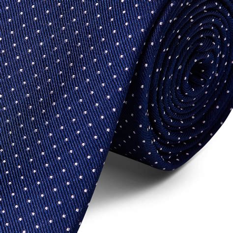 Navy Blue Polka Dot Silk Tie In Stock Trendhim