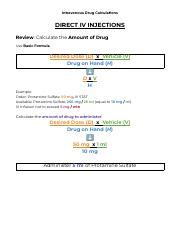 Intravenous Drug Calculations Pdf Intravenous Drug Calculations DIRECT IV INJECTIONS Review