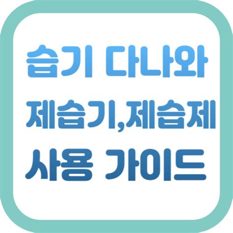 습기 잡는 필수템 제습기와 제습제 사용 가이드 봄바람