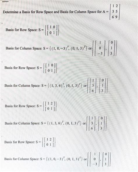 Solved GutsnoN IDetermine A Basis For Row Space And Basis Chegg Com