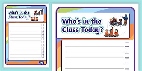 Whos In The Class Today Display Poster Teacher Made