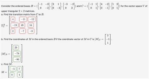 Solved Consider The Ordered Bases