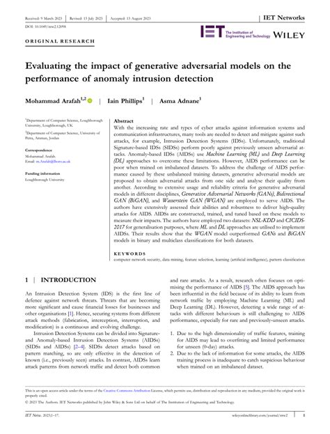 Pdf Evaluating The Impact Of Generative Adversarial Models On The Performance Of Anomaly