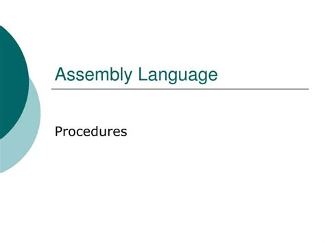 Ppt Overview Of Assembly Language Procedures And Link Library