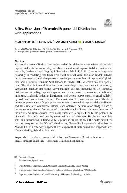 Pdf A New Extension Of Extended Exponential Distribution With Applications