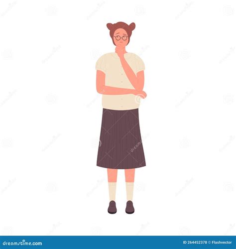 Nerd Girl In Thinking Pose Stock Vector Illustration Of Geek 264452378