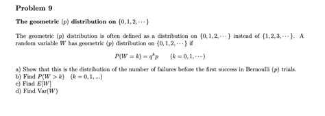 Solved The Geometric P Distribution On 0 1 2 · · ·