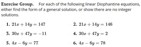 Solved For Each Of The Following Linear Diophantine