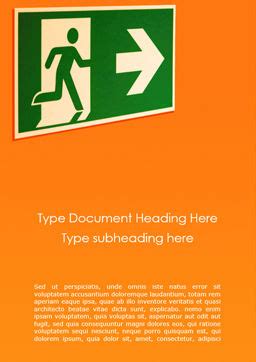 Emergency Exit Sign On Orange Background Word Template 15796 PoweredTemplate Com