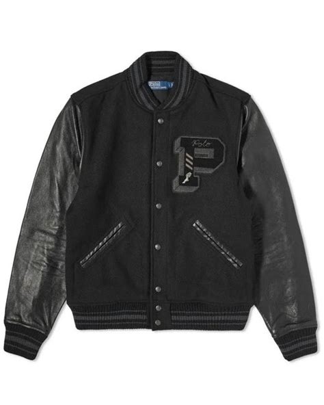 Polo Ralph Lauren Lined Varsity Jacket Polo In Black For Men Lyst Uk