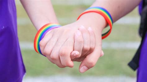 Lgbt Hands Holding Each Other To Show Love Stock Photo Image Of Skin Holding