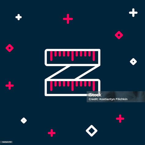 파란색 배경에서 격리된 선 테이프 측정 아이콘입니다 측정 테이프 다채로운 개요 개념 벡터 개념에 대한 스톡 벡터 아트 및 기타