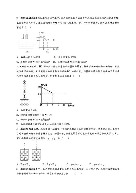 压轴题04 浮力及应用 最新中考物理压轴题 教习网 试卷下载