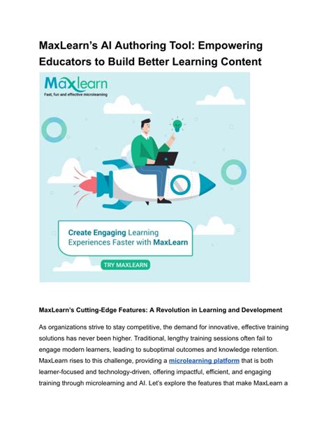 Ppt Maxlearns Ai Authoring Tool Empowering Educators To Build Better Learning Content